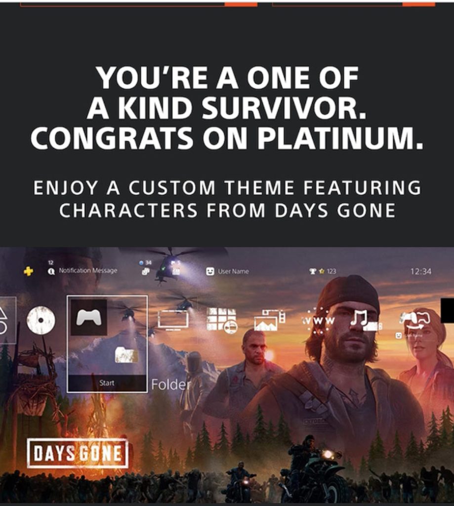 Days Gone Platinum Theme and Avatar Is Free For Everyone